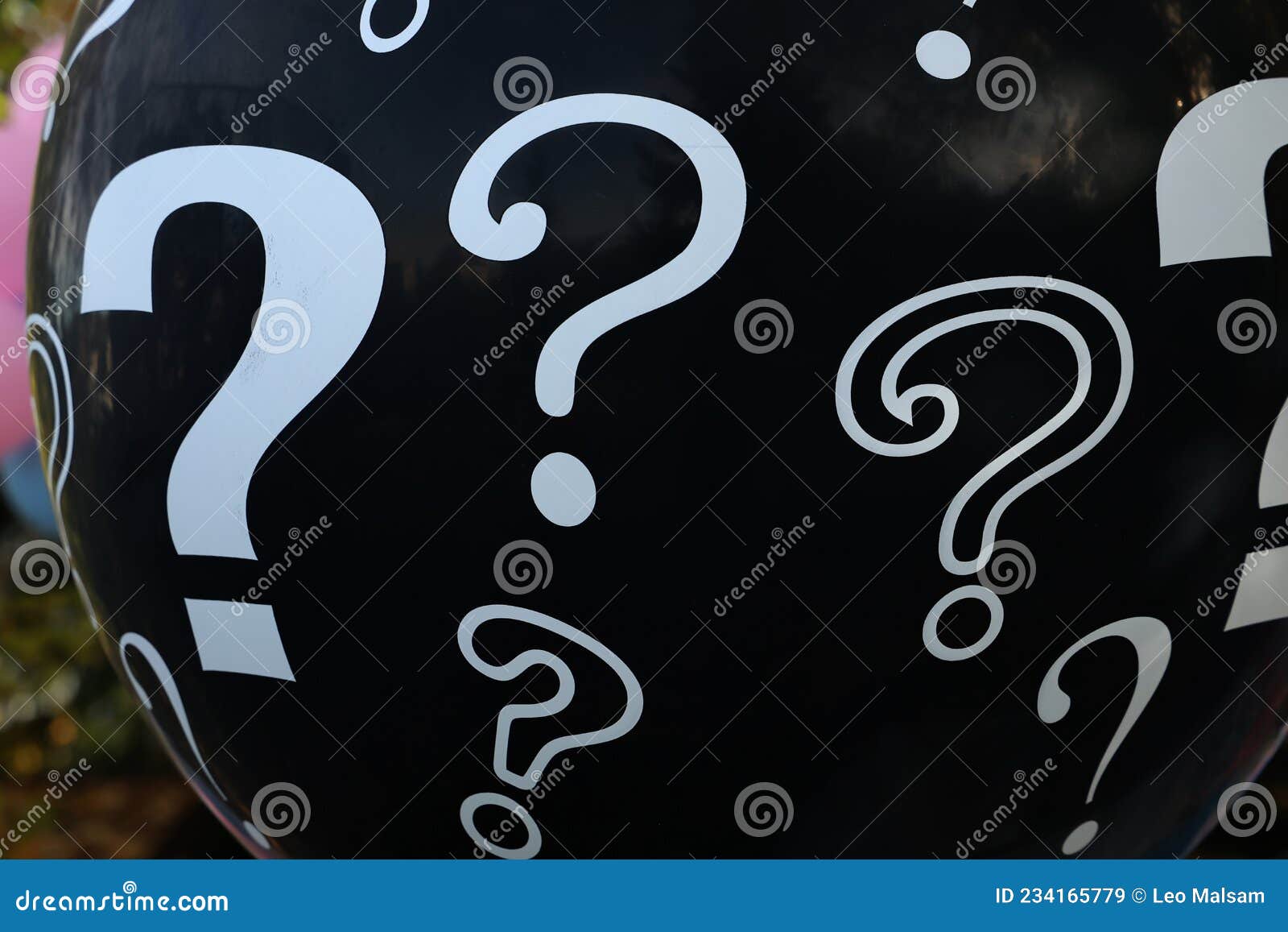 Black Balloon with Question Marks for Gender Reveal Party Stock Image ...