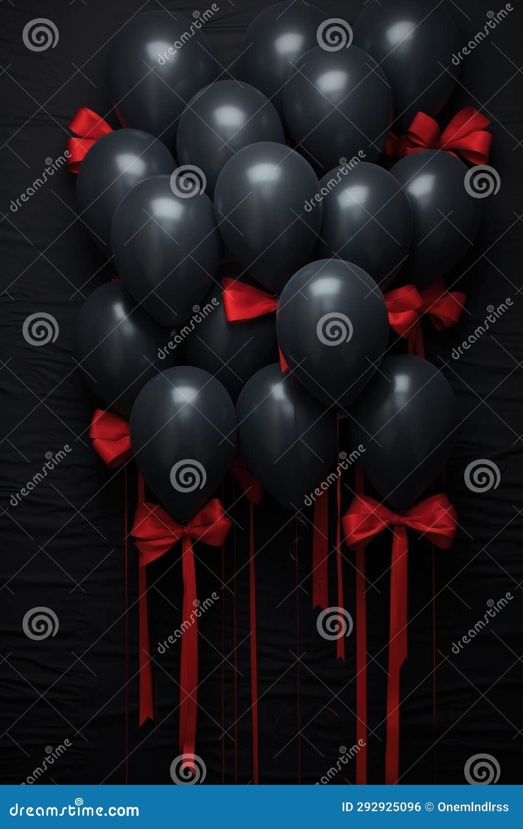 Black Balloons on a Dark Background, Top View . Stock Photo - Image of ...