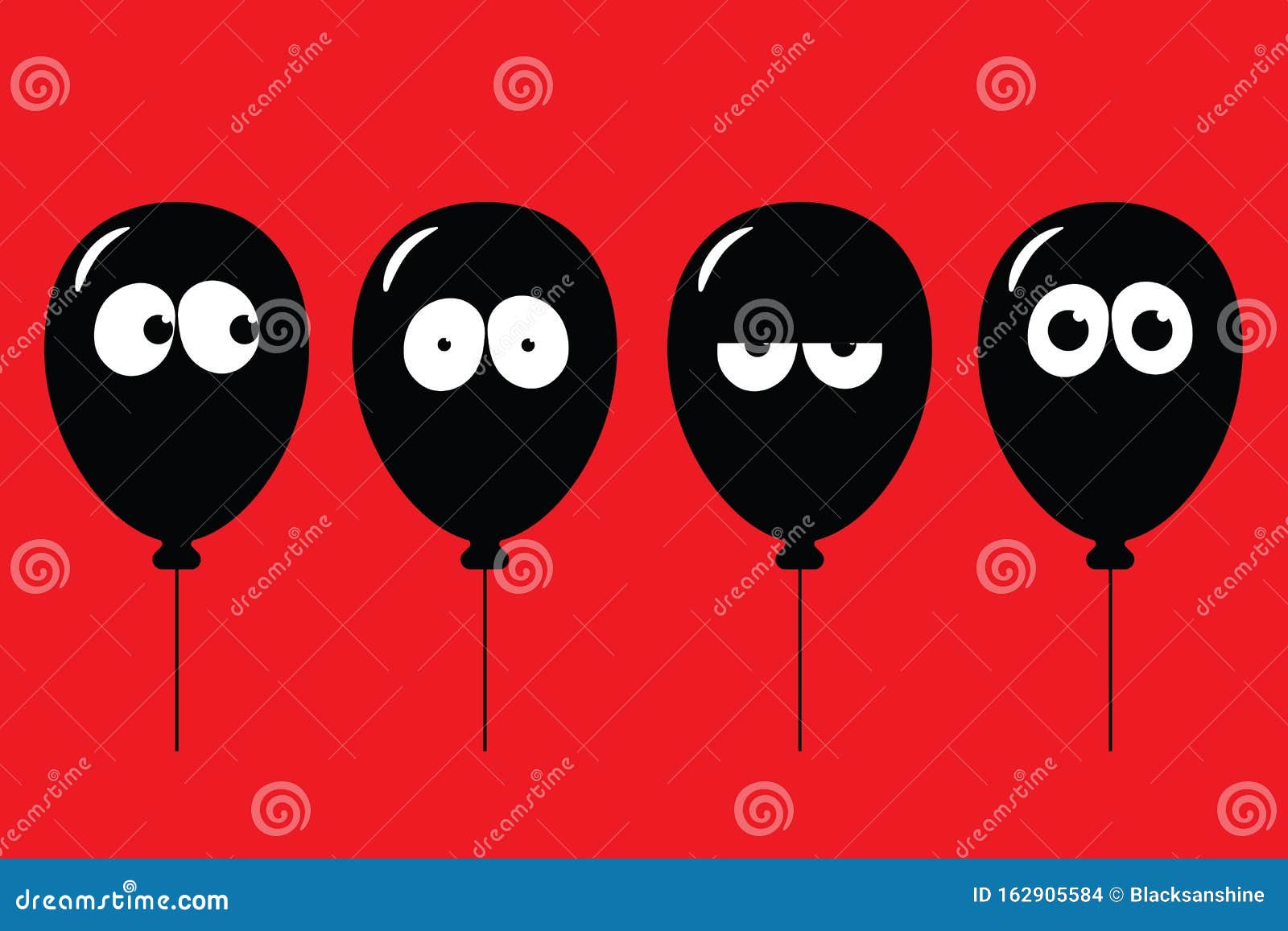 Black Balloons with Eyes on Red Stock Vector - Illustration of emotions ...