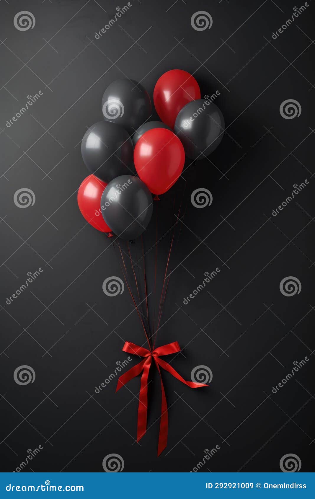 Black Balloons and Red Ribbon Stock Image - Image of birthday ...