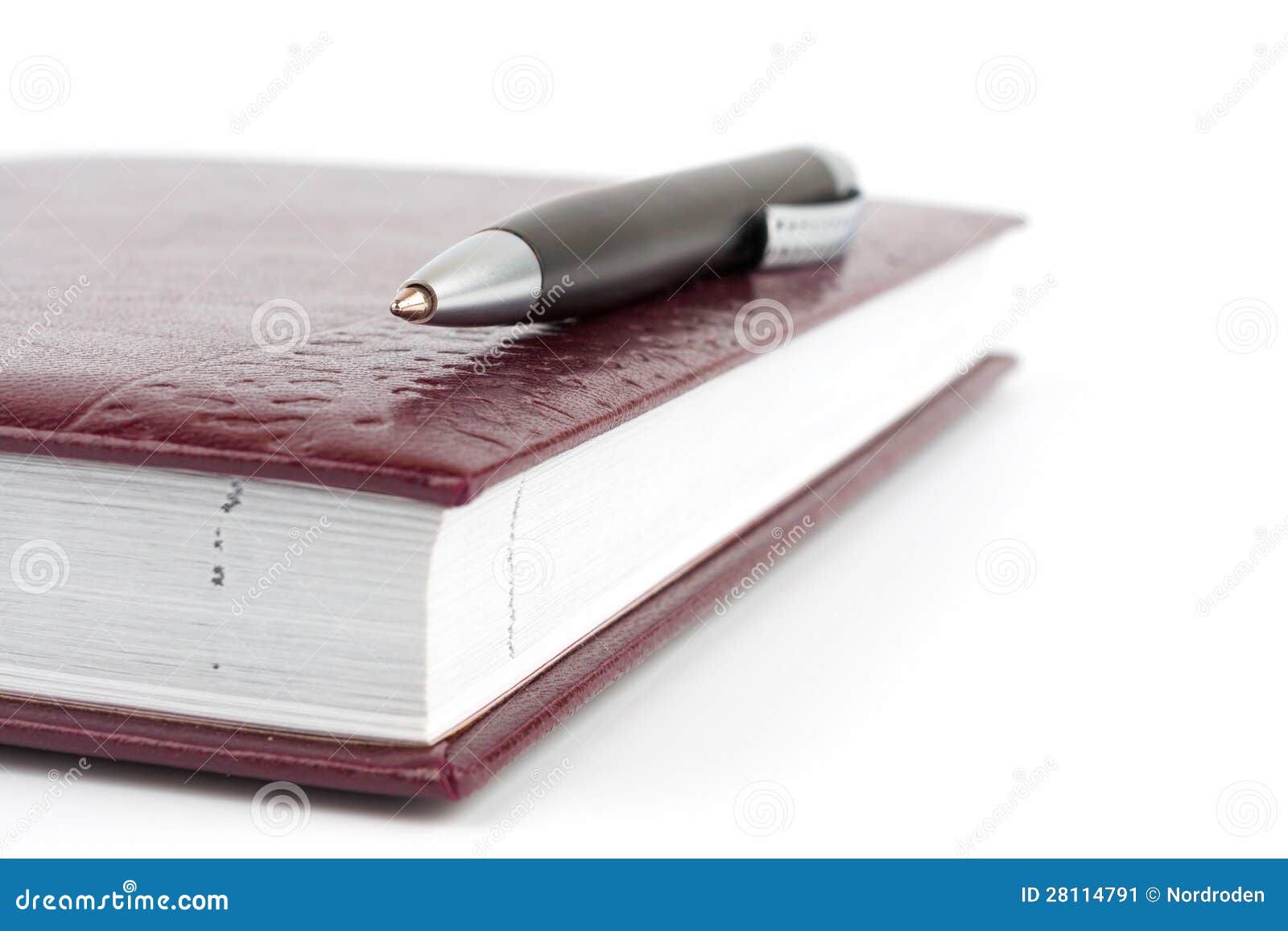 Black Ballpoint Pen Lying on the Cover Book Stock Image - Image of work ...