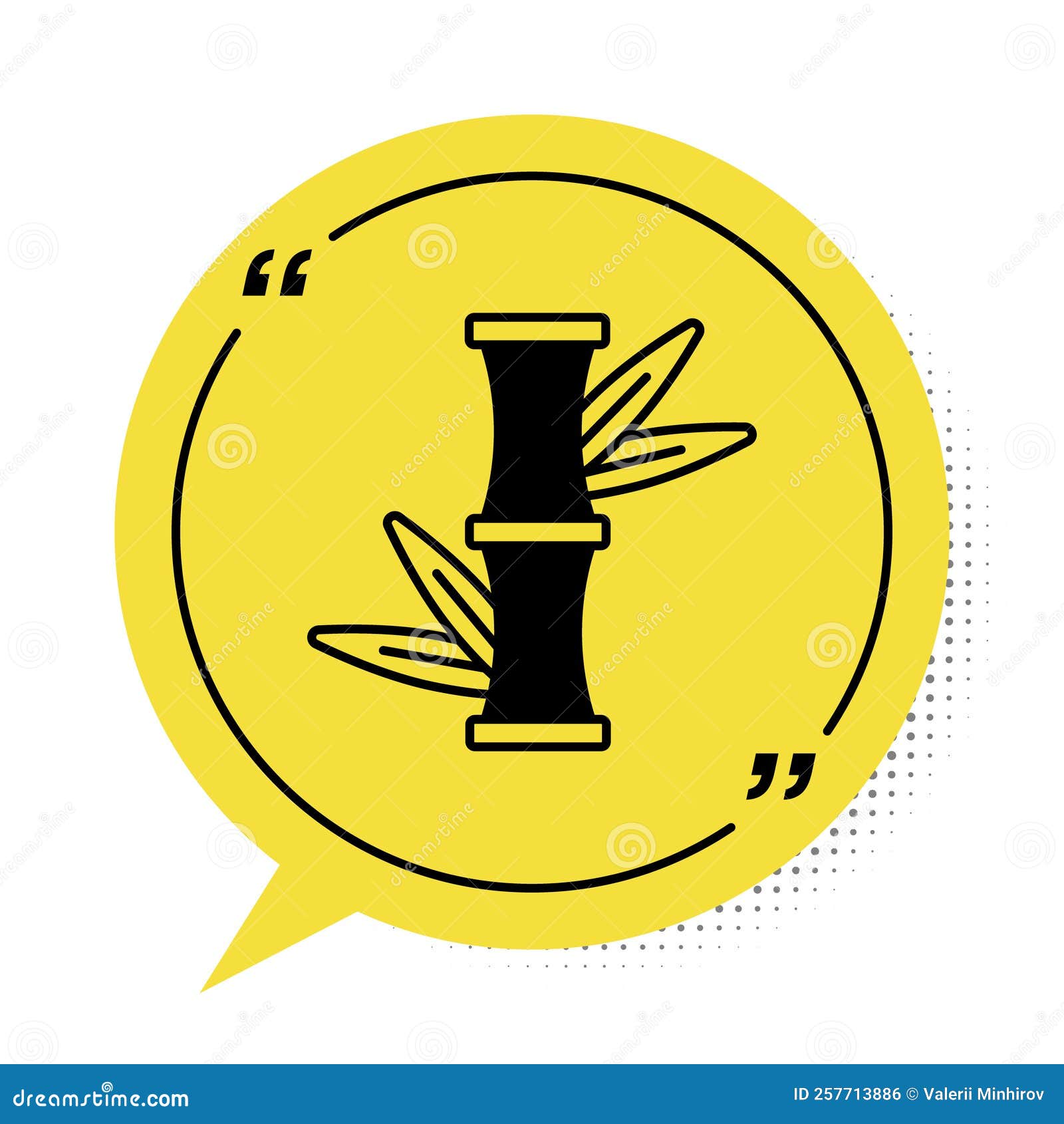 Black Bamboo Icon Isolated on White Background. Yellow Speech Bubble ...