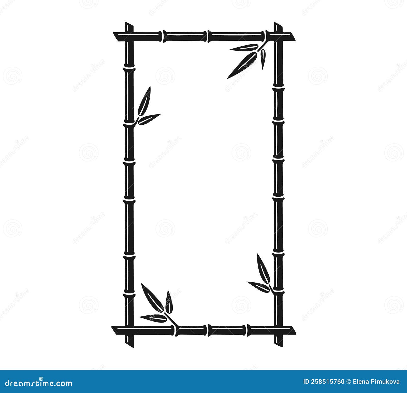 Black Bamboo Stalk Rectangle Frame. Vertical Natural Text Box. Bamboo ...