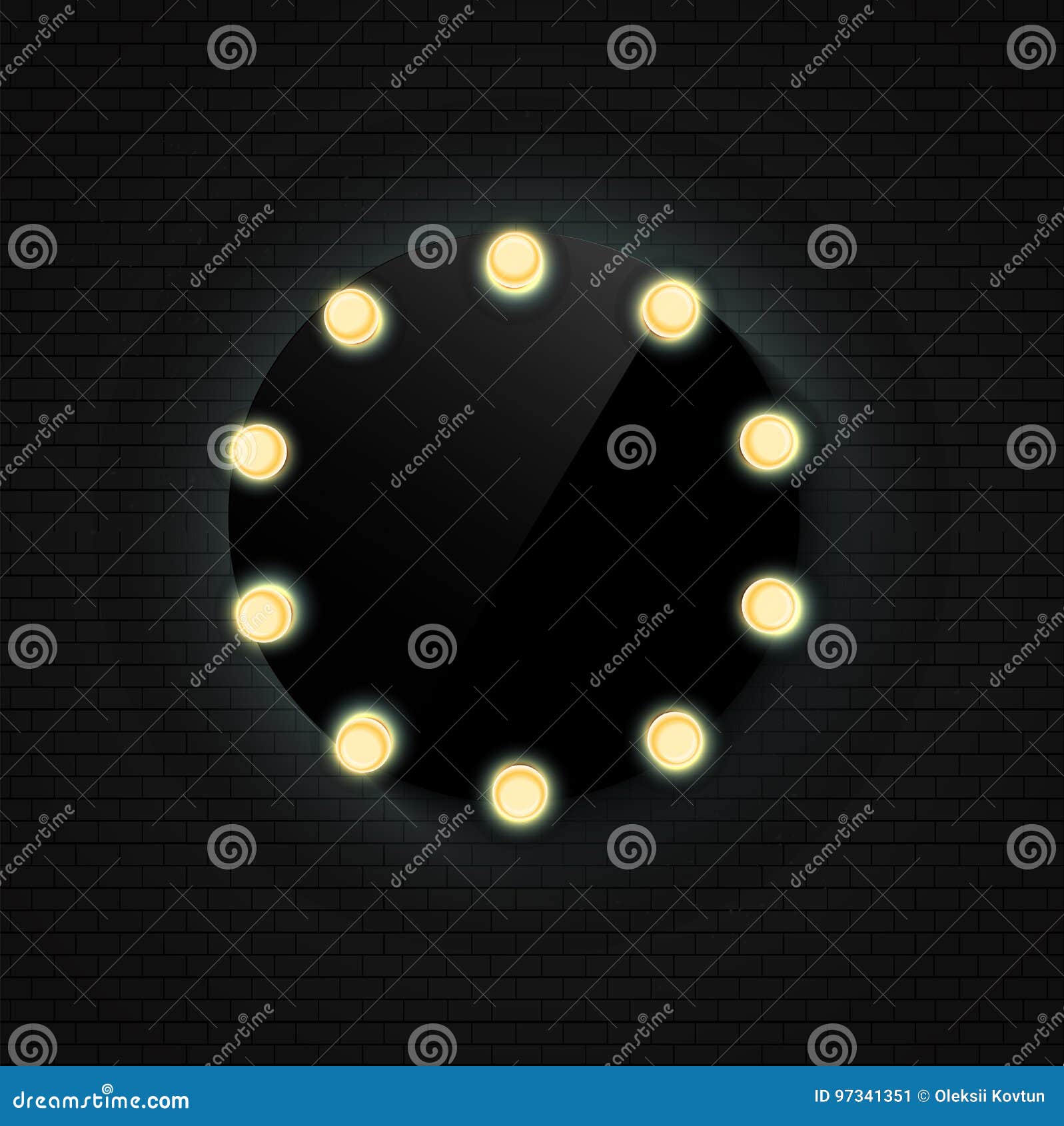 Black Banner Design Template with Shining Bulb Lamps. Vector ...
