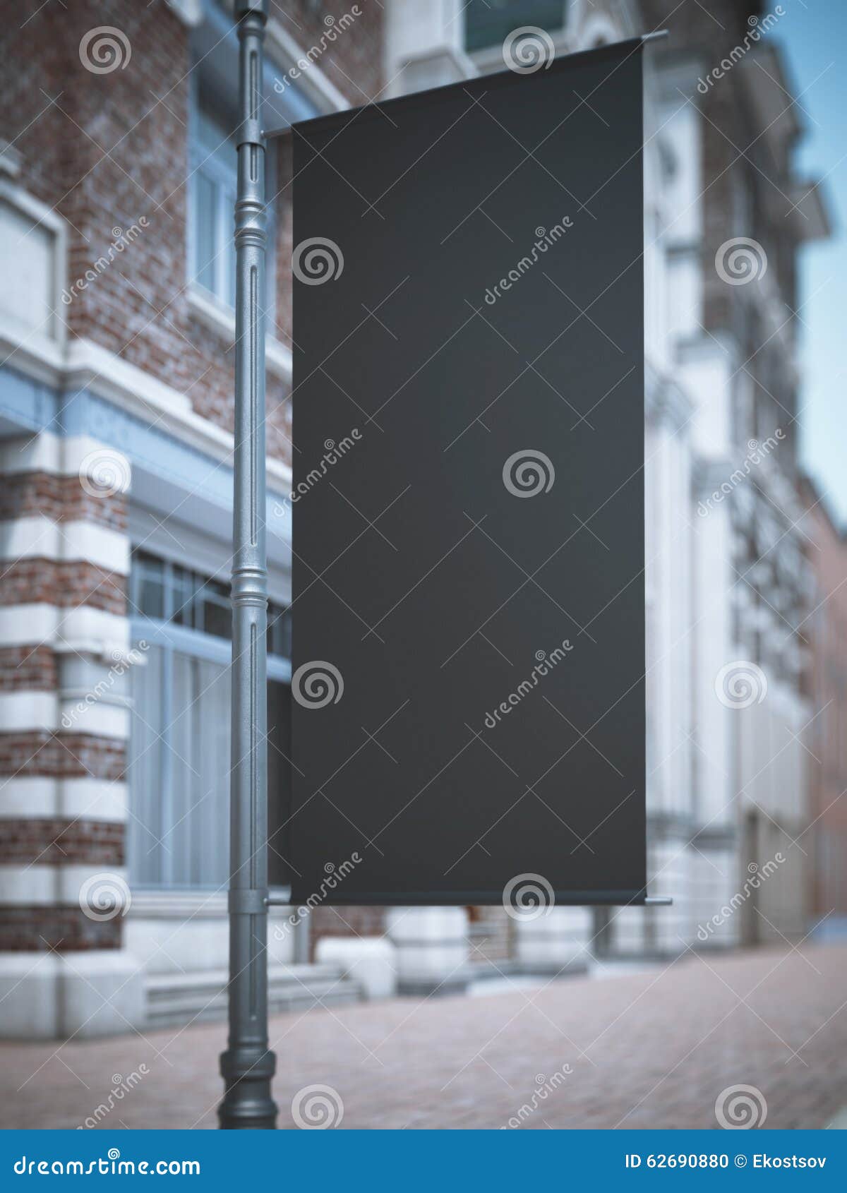 Black Banner Flag Near the Classic Building. Stock Photo - Image of ...