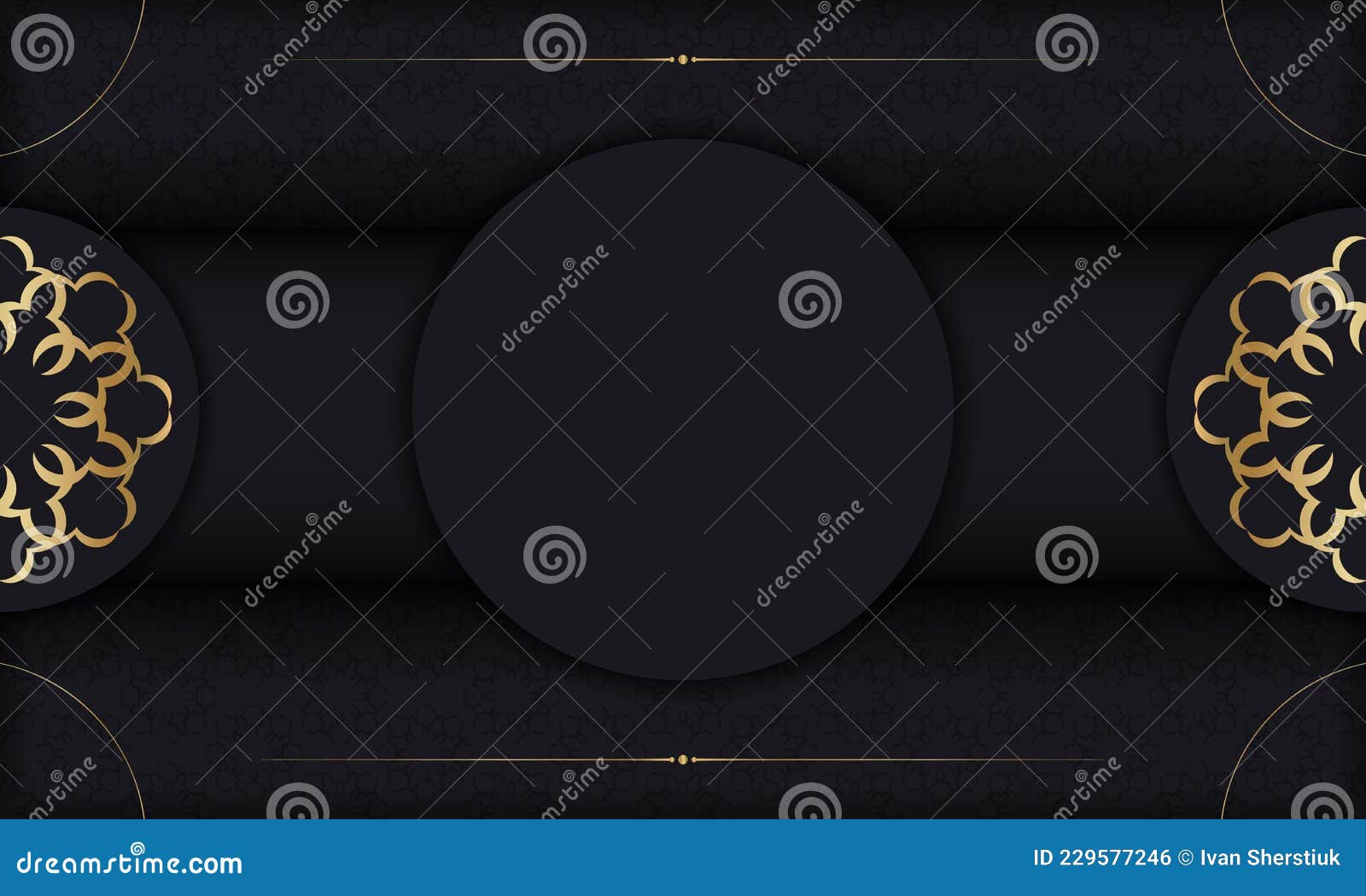 Black Banner with Gold Vintage Pattern Stock Vector - Illustration of ...
