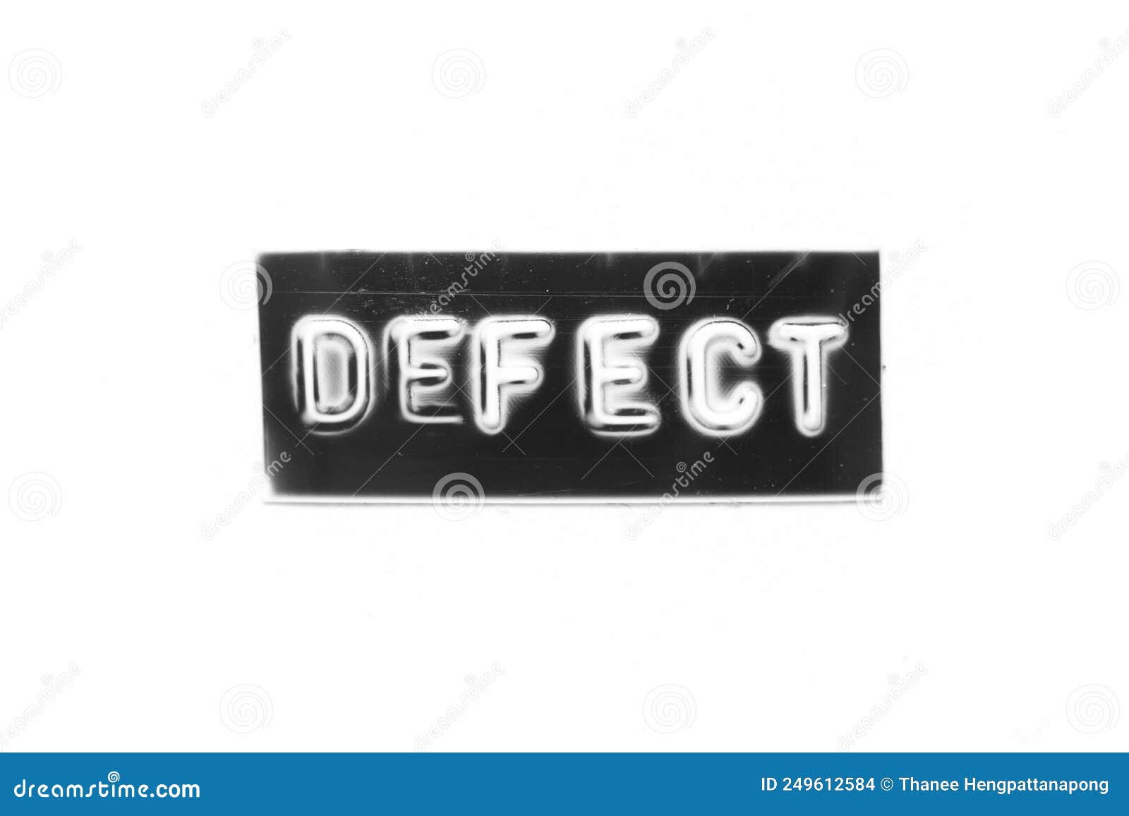 Black Banner that Have Embossed Letter with Word Defect on White Paper ...