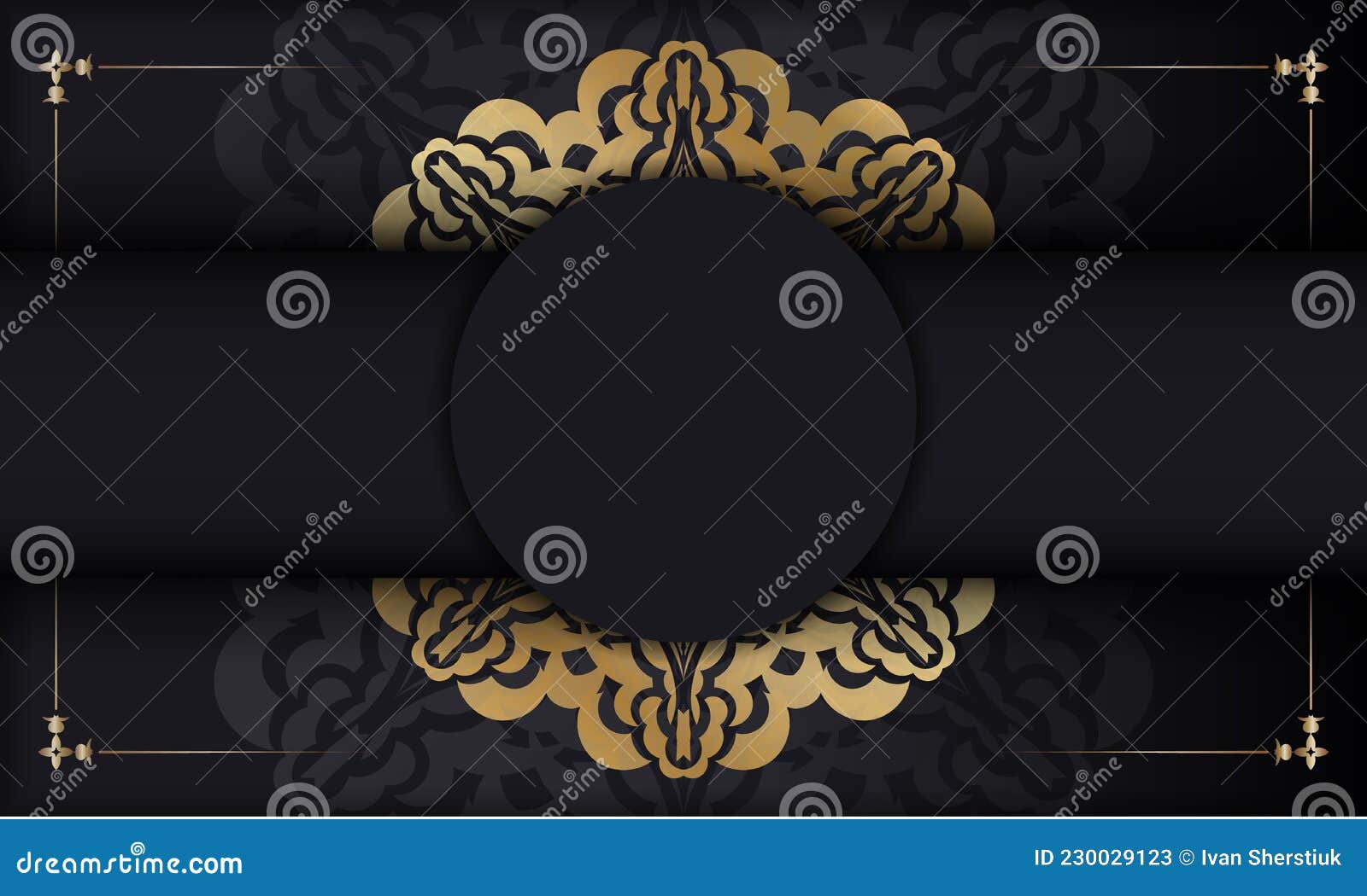 Black Banner with Luxurious Gold Pattern and Space for Logo or Text ...