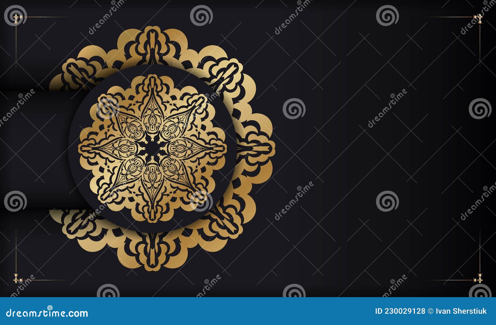 Black Banner with Luxurious Gold Pattern and Space for Logo or Text ...