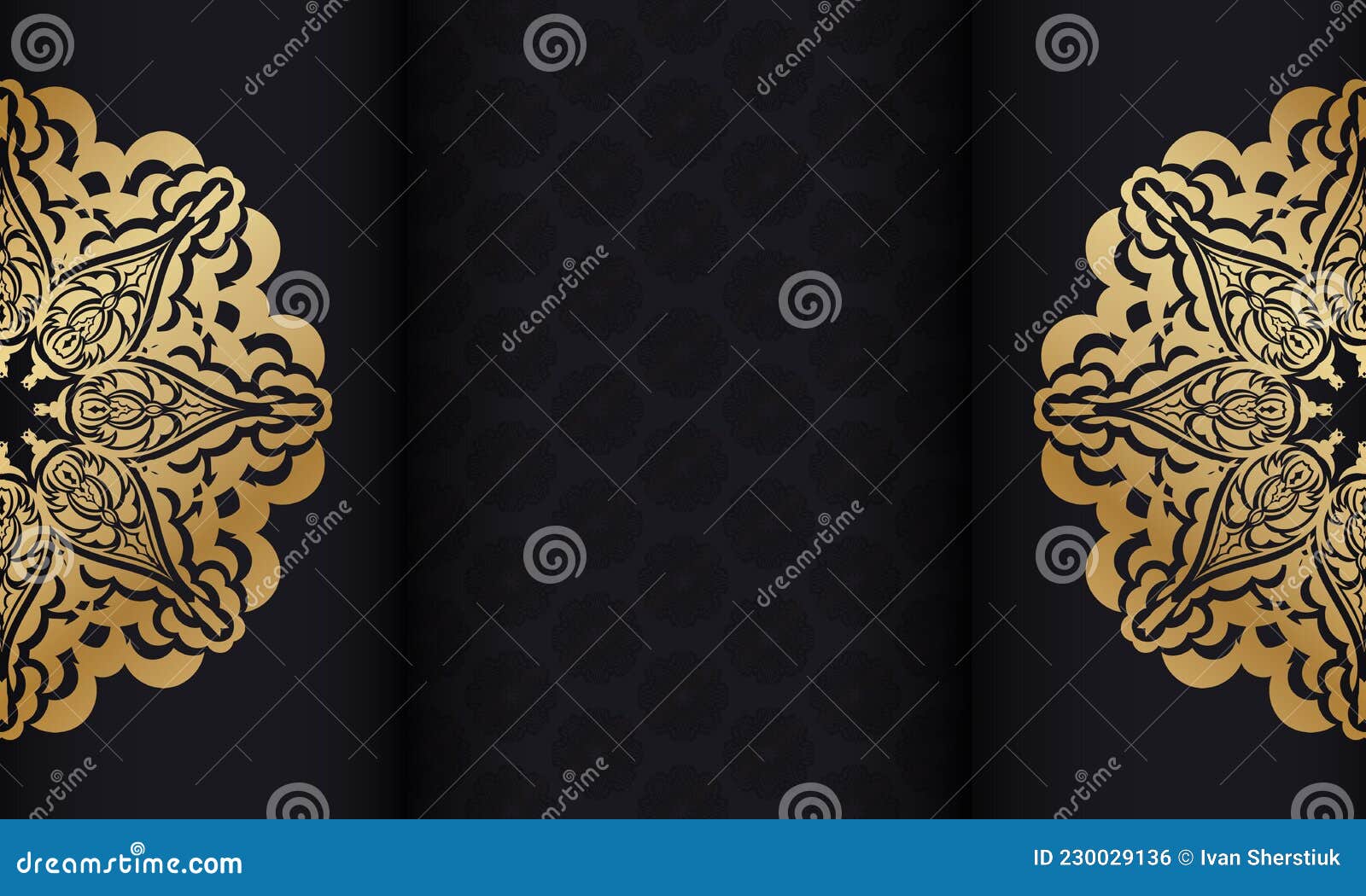 Black Banner with Luxurious Gold Pattern and Text Space Stock Vector ...