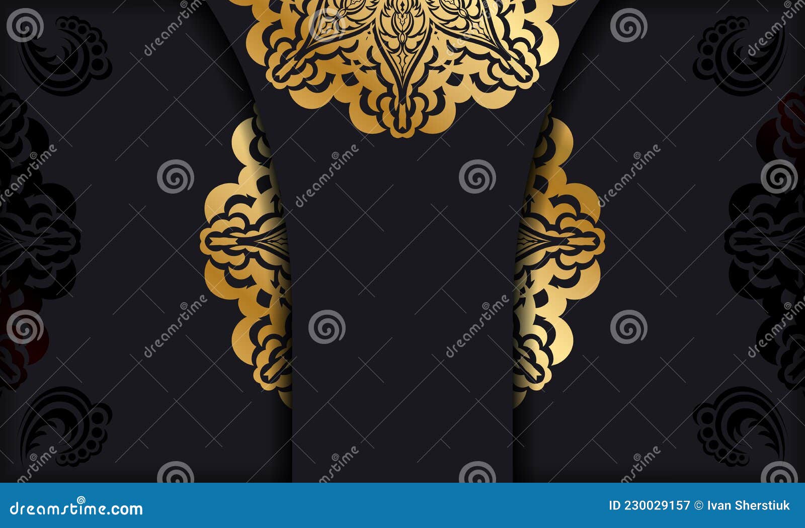 Black Banner with Luxurious Gold Pattern and Text Space Stock Vector ...