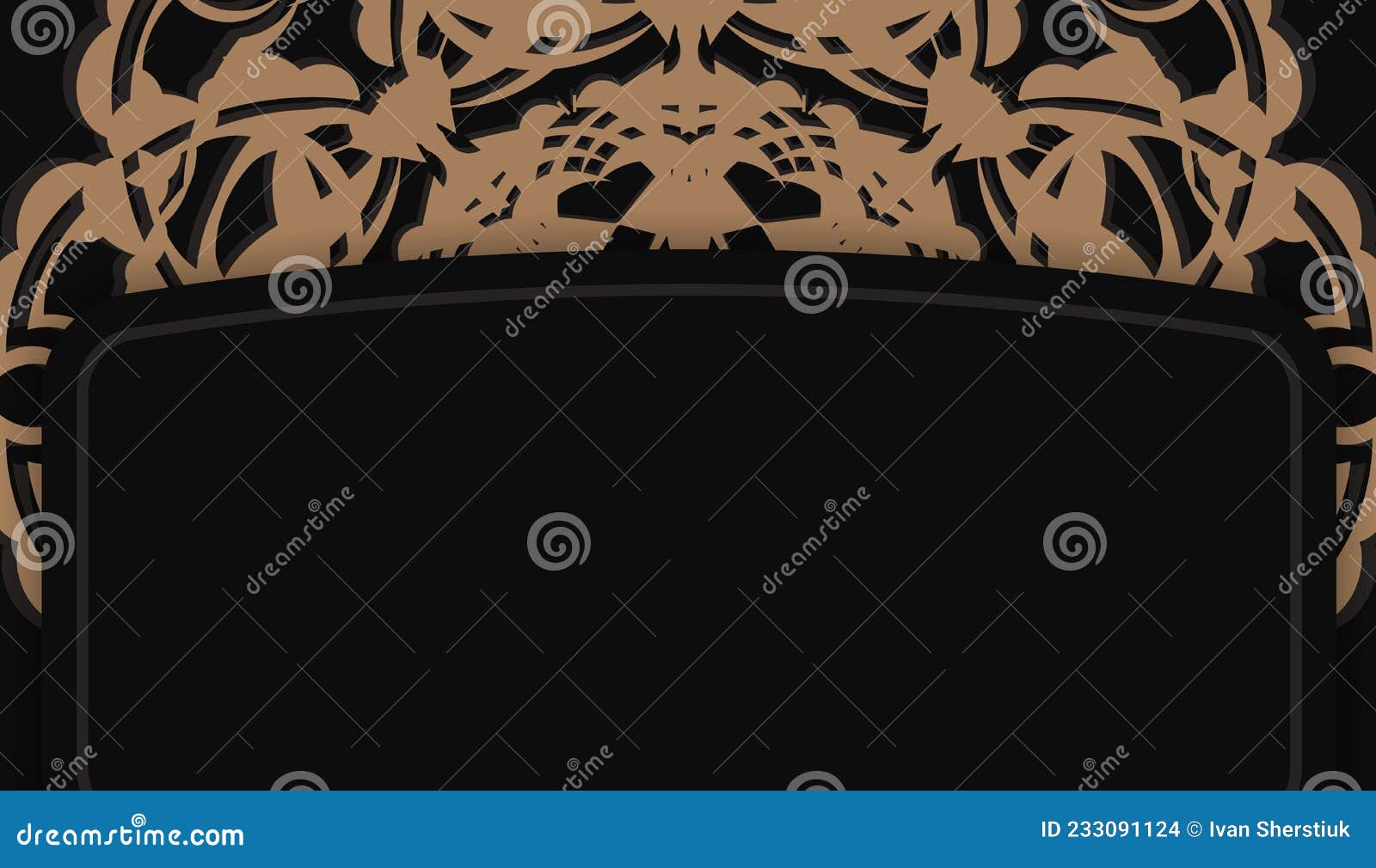 Black Banner with Mandala Brown Pattern for Logo Design Stock Vector ...