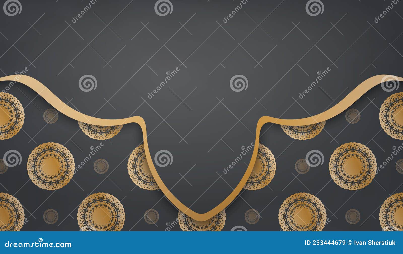 Black Banner Template with Vintage Gold Pattern for Under Logo Design ...