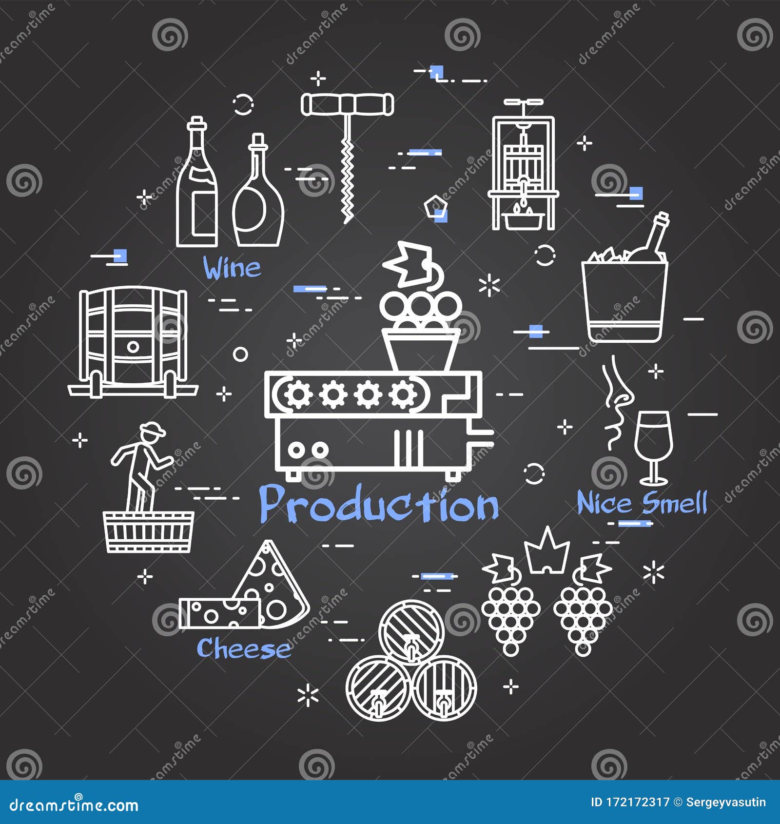 Black Banner Winemaking - Production Process of Wine Stock Vector ...