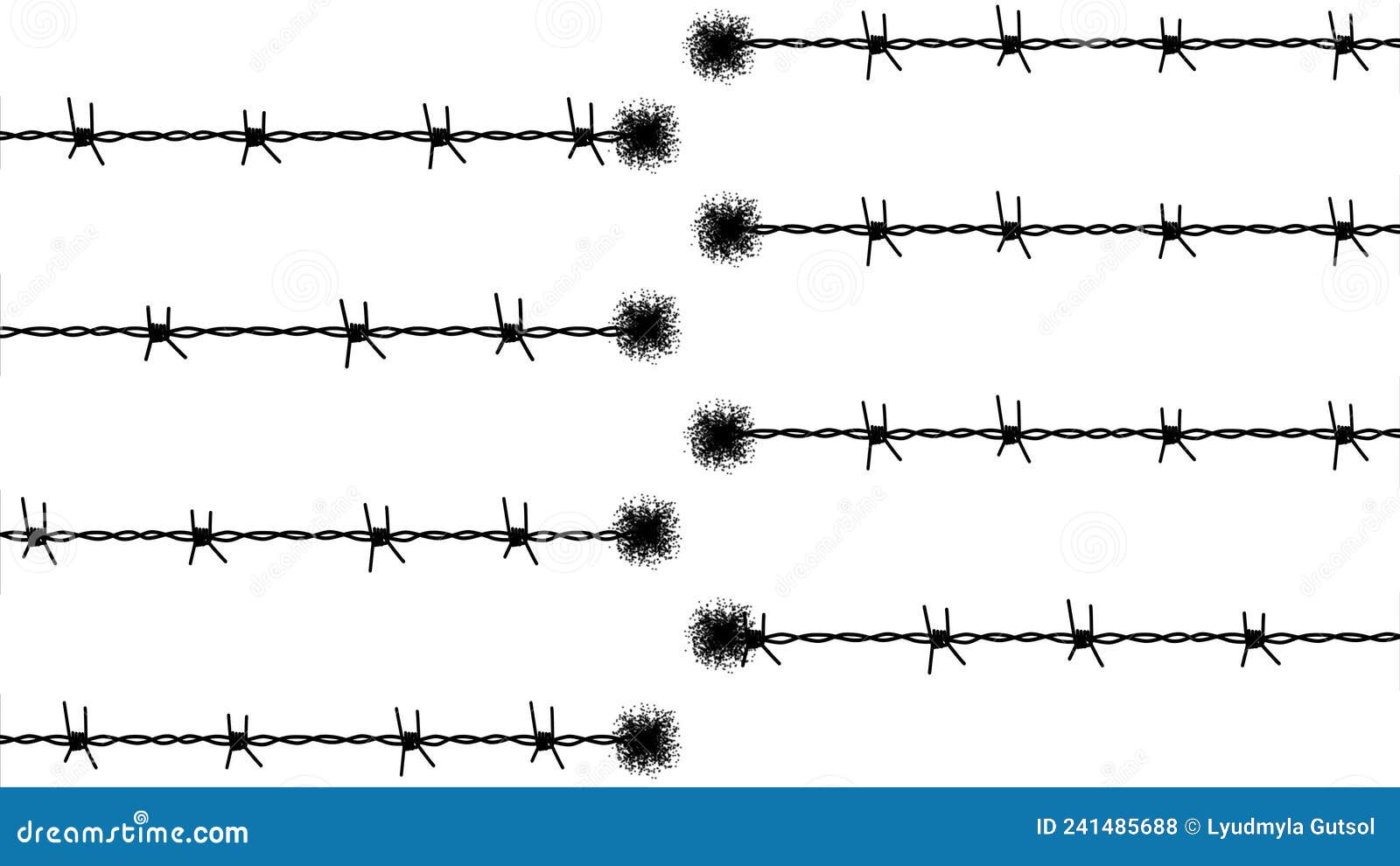 Black Barbed Wire is Moving All Over the Screen. the Ends of Wire Burn ...