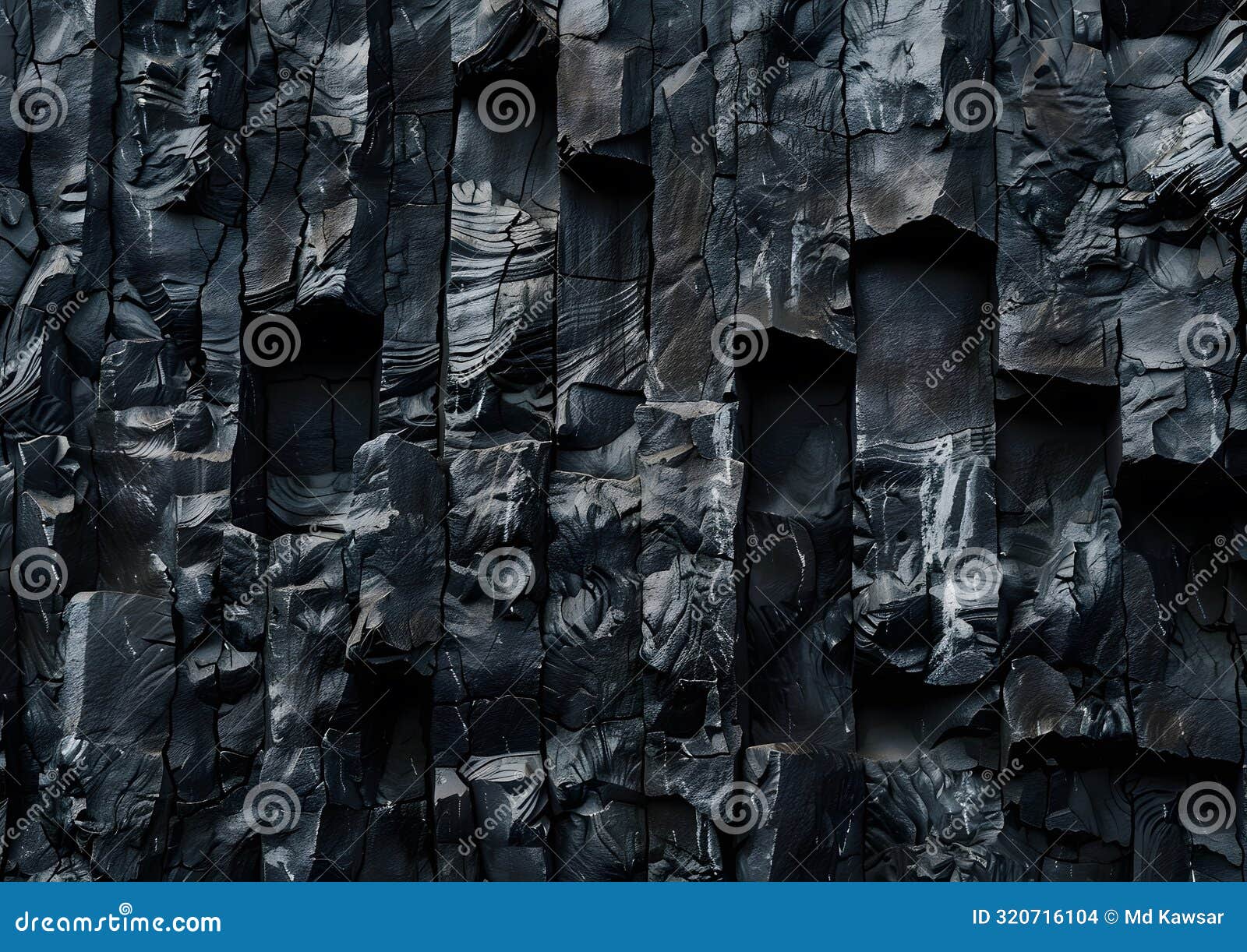 Black Basalt Rock Cliff Texture, Rugged Surface Stock Illustration ...