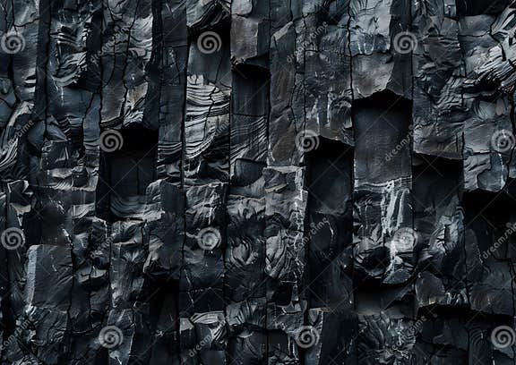 Black Basalt Rock Cliff Texture, Rugged Surface Stock Illustration ...