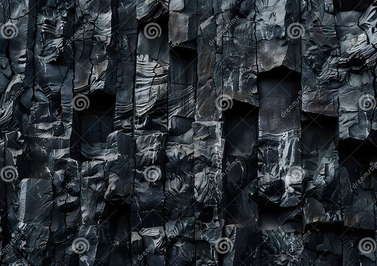 Black Basalt Rock Cliff Texture, Rugged Surface Stock Illustration ...
