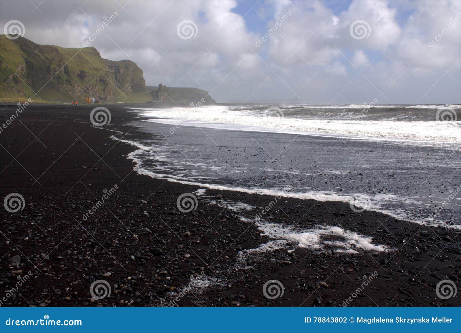 Black Basalt Sand Beach in Vik in Iceland Stock Photo - Image of south ...