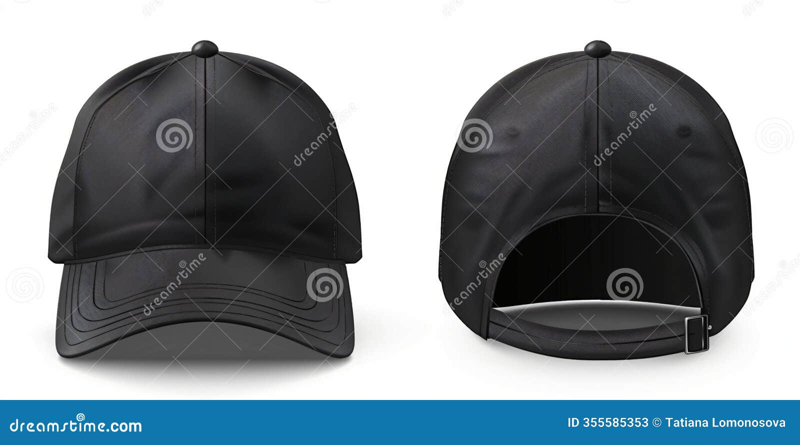 Black Baseball Cap Front and Back Views on White Background Stock Image ...