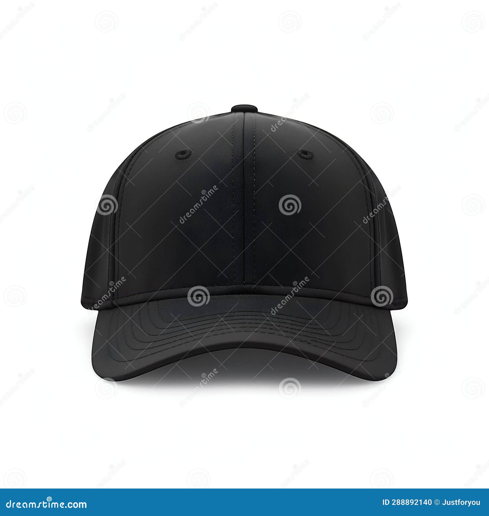 Black Baseball Cap Front View Isolated on a White Background ...