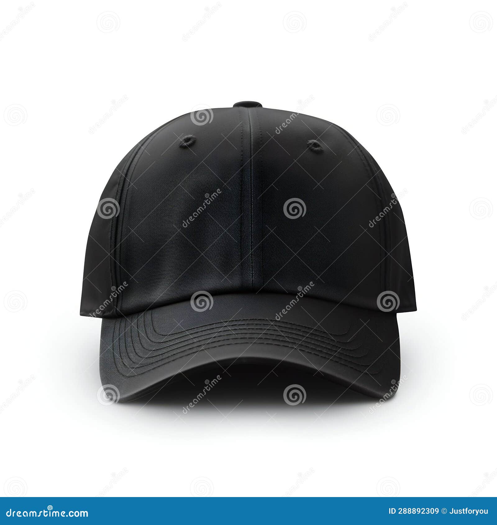 Black Baseball Cap Front View Isolated on a White Background ...