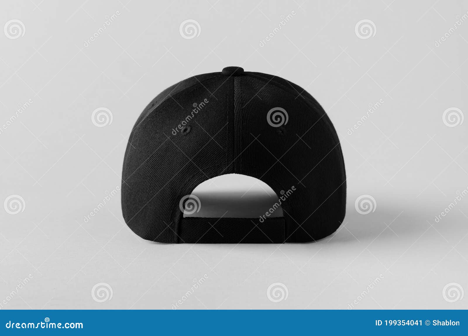 Black Baseball Cap Mockup on a Grey Background, Back View Stock Image ...