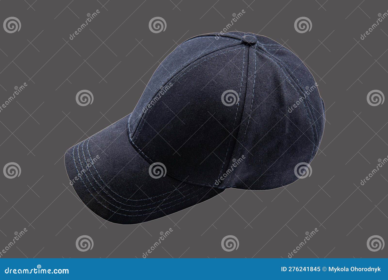 Black Baseball Cap Mockup on a Grey Background, Front View Stock Image ...