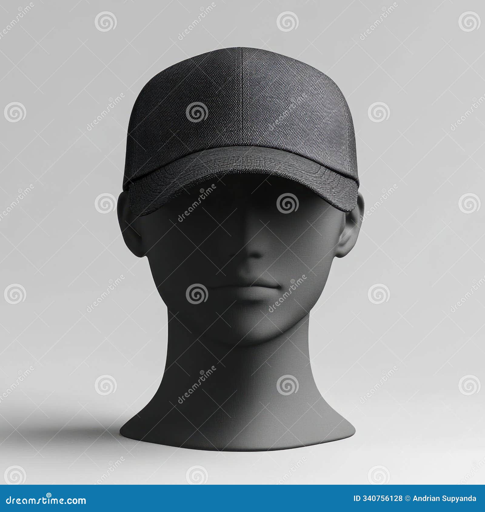 Black Baseball Cap Mockup on Mannequin Head Stock Illustration ...