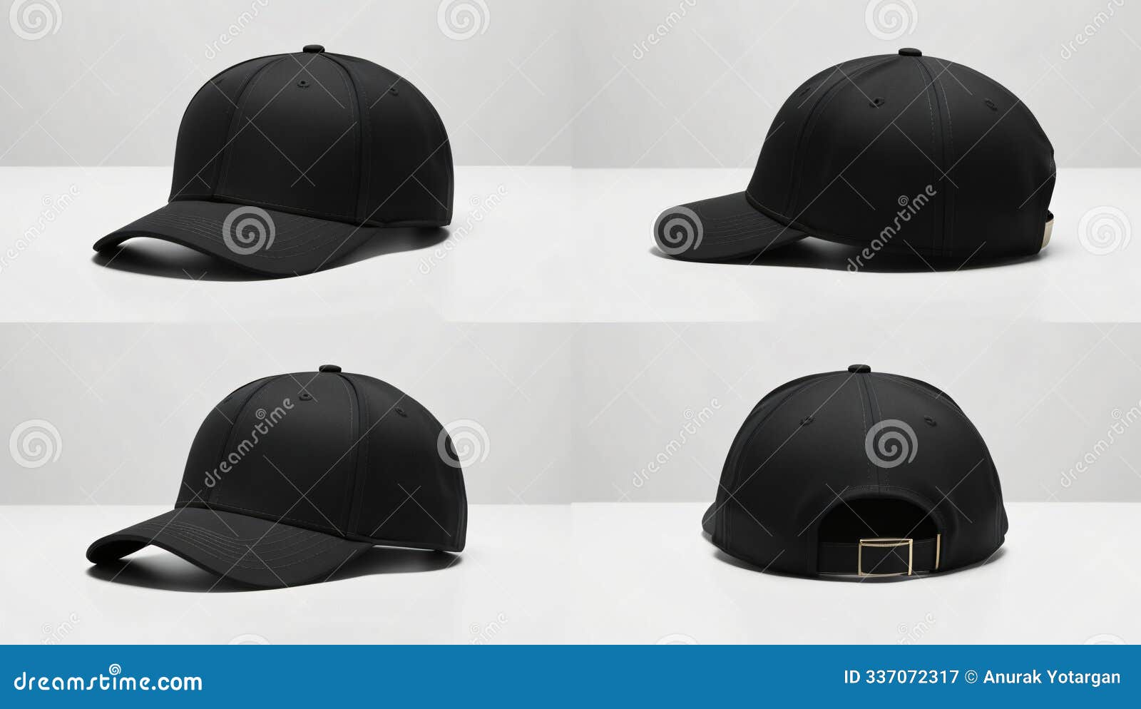 The Black Baseball Cap is Shown from Four Different Angles in this ...