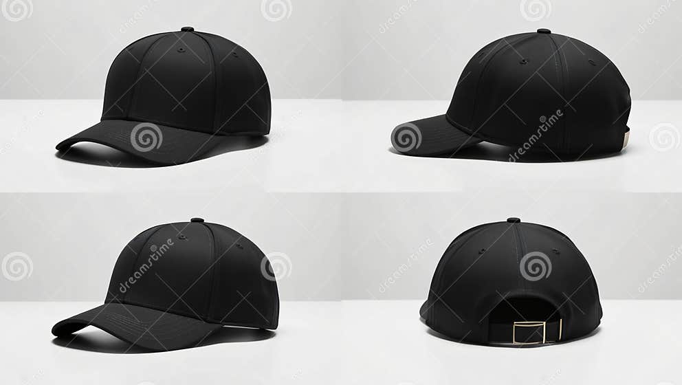 The Black Baseball Cap is Shown from Four Different Angles in this ...
