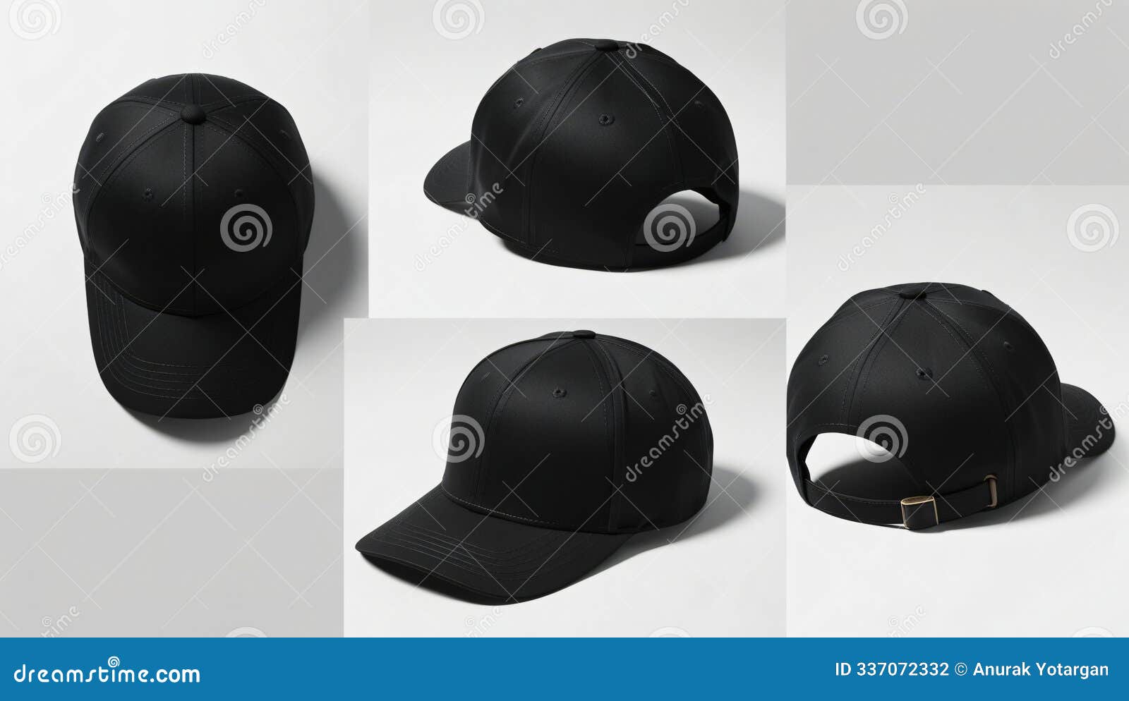 The Black Baseball Cap is Shown from Four Different Angles in this ...