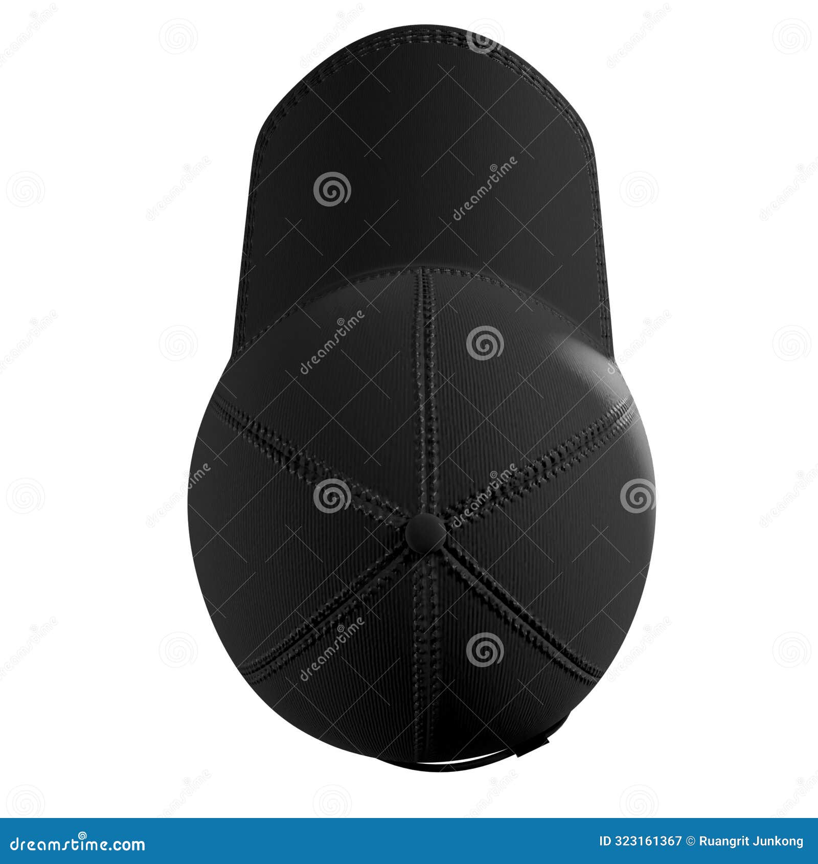 Black Baseball Caps Mockup Top View, Clipping Path, 3D Render Stock ...