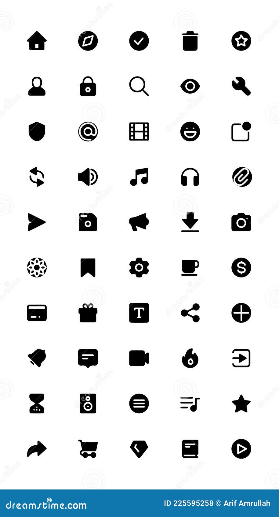Black Baseline Icon Set for Web and Mobile Ui with Modern, Simple and ...