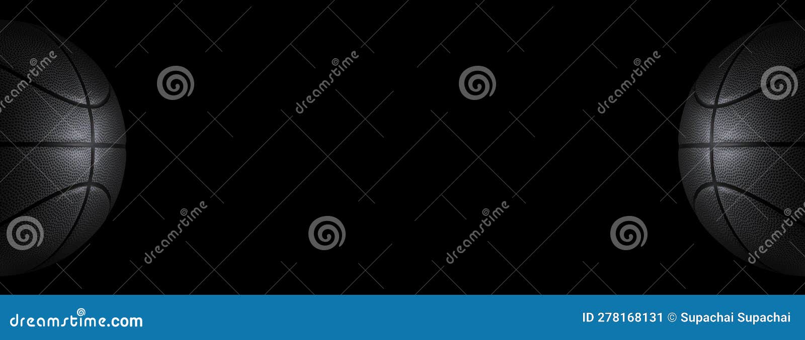 Black Basketball on a Black Background Panorama or Free Space Stock ...