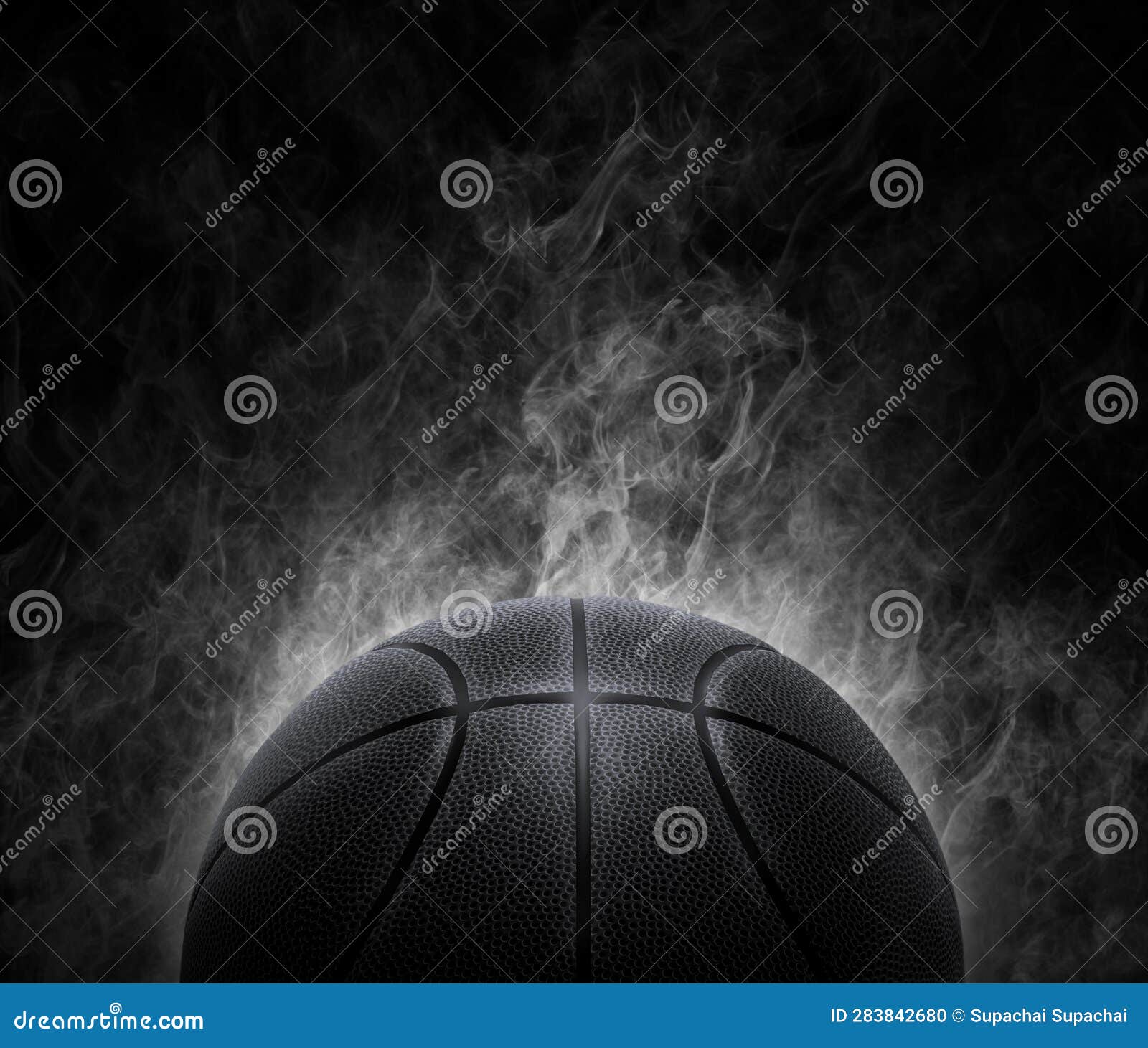 Black Basketball with on the Smoke Background Stock Illustration ...