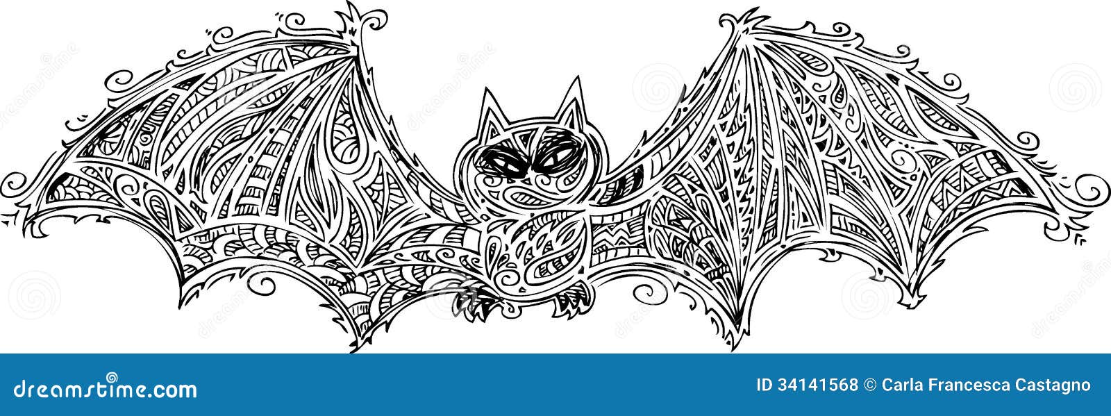 Black bat doodle vector stock vector. Illustration of graphic - 34141568