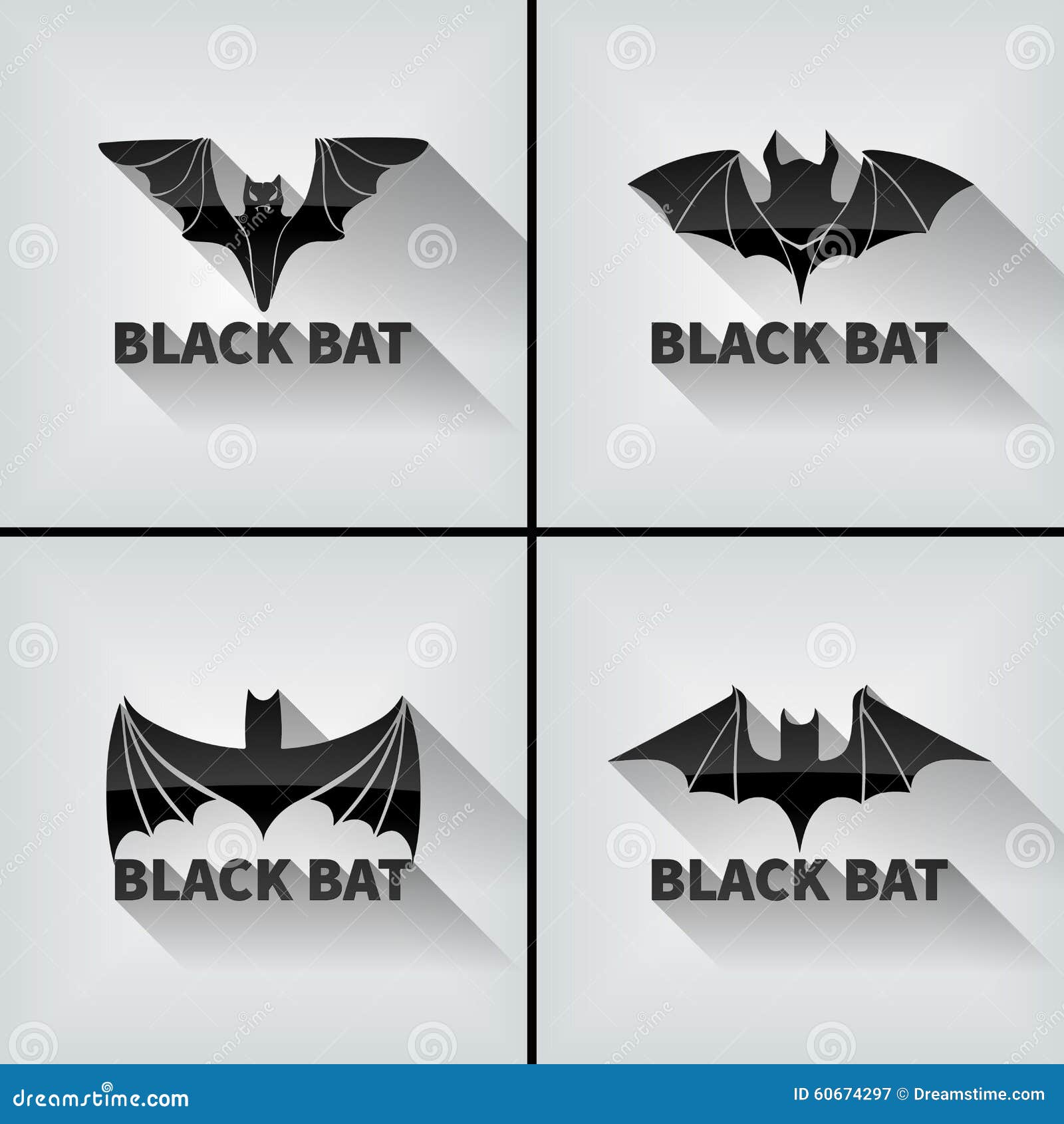 Black Bat Set. Symbol. Vector Logo Template, Emblem Stock Vector ...