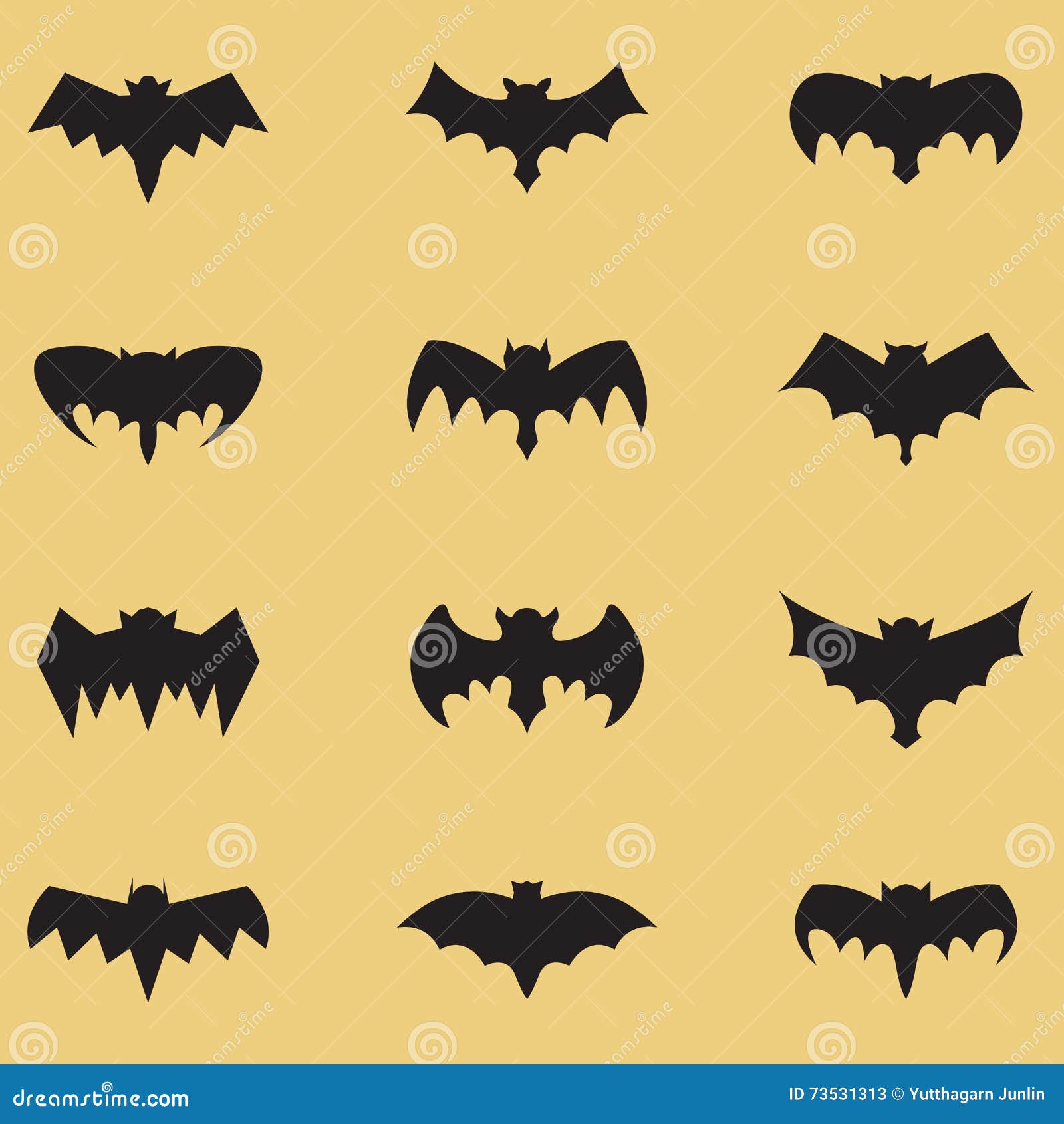 Black Bat Shape Set - Vector Stock Vector - Illustration of nature ...