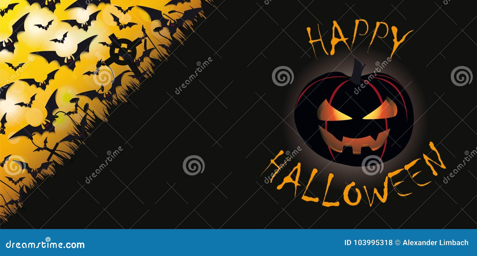 Black Bats Halloween Header Stock Vector - Illustration of cartoon ...