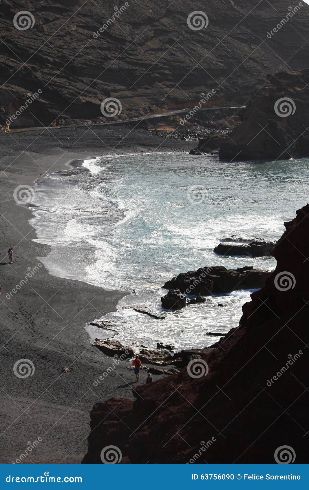 Black beach stock photo. Image of lanzarote, sand, beach - 63756090