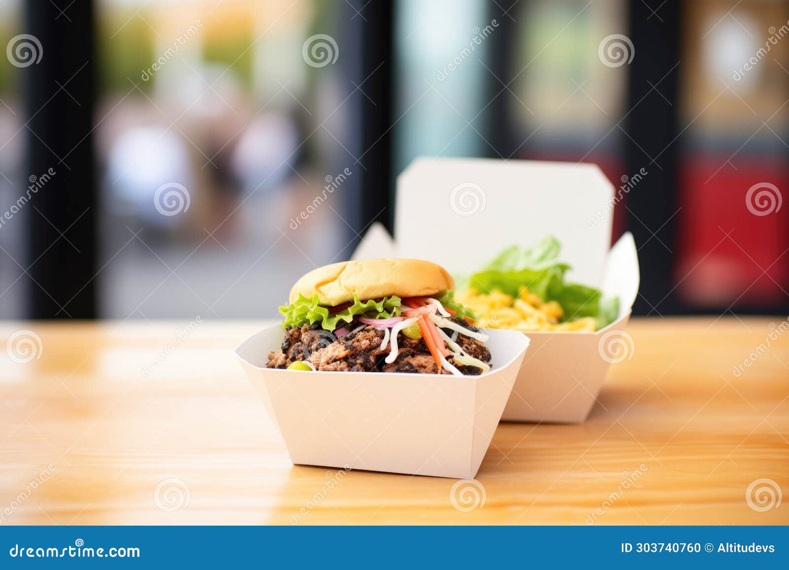 Black Bean Burger in a Take-out Box Stock Photo - Image of fast, burger ...