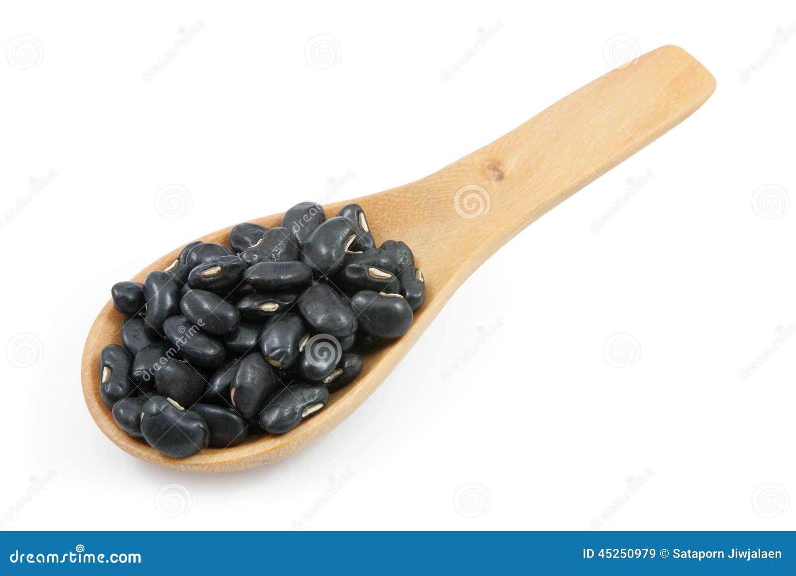 Black Beans on spoon wood stock image. Image of asian - 45250979