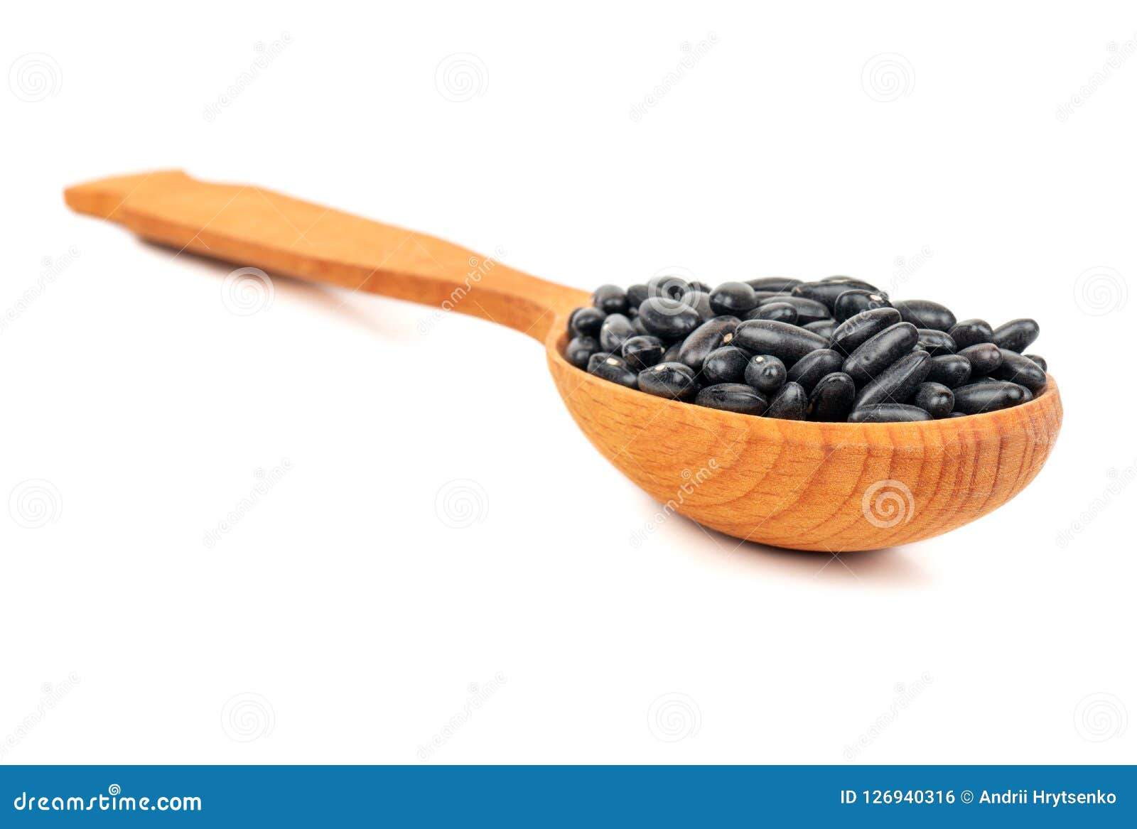 Black beans in spoon stock photo. Image of bean, legume - 126940316