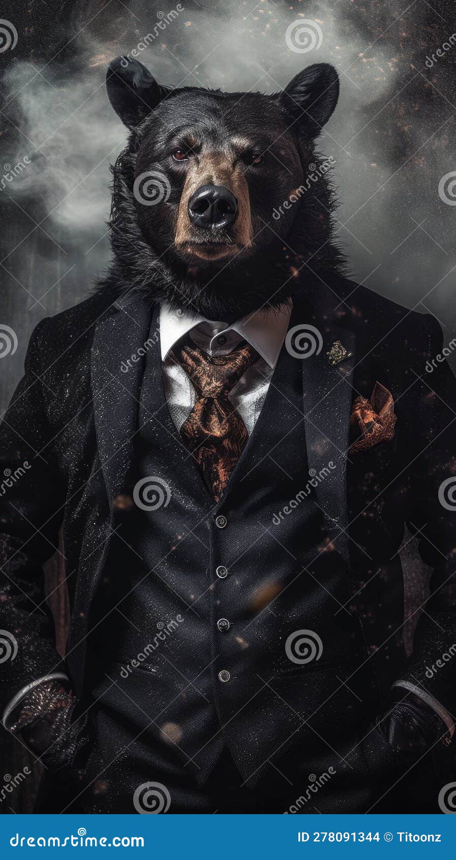Black Bear Dressed in an Elegant and Modern Suit with a Nice Tie Stock ...