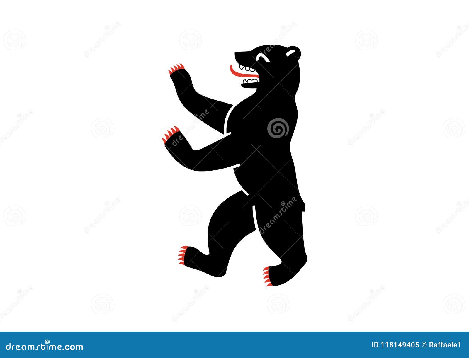 Bear Standing And Roaring Silhouette. Monochrome Vector Bear Logo ...