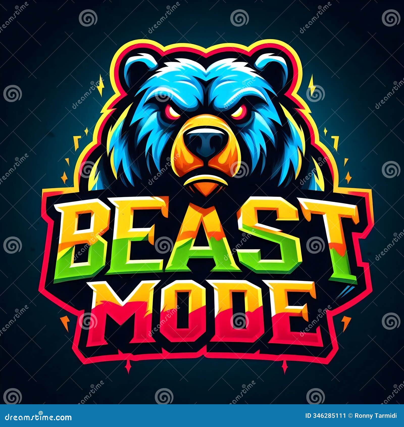 Black Bear Vector Logo Design with Beast Mode Writing Stock ...