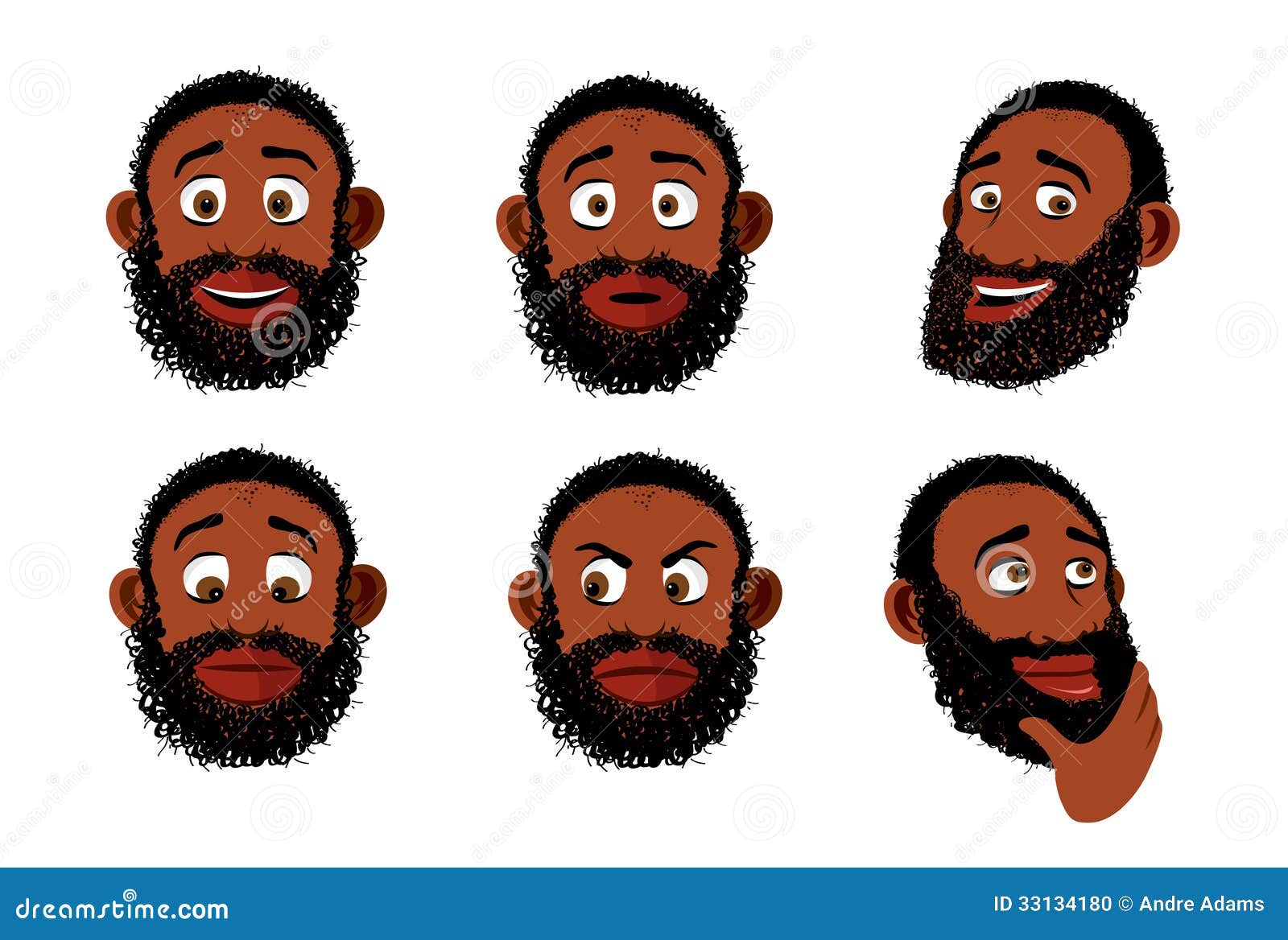 Black bearded man stock vector. Illustration of expressions - 33134180
