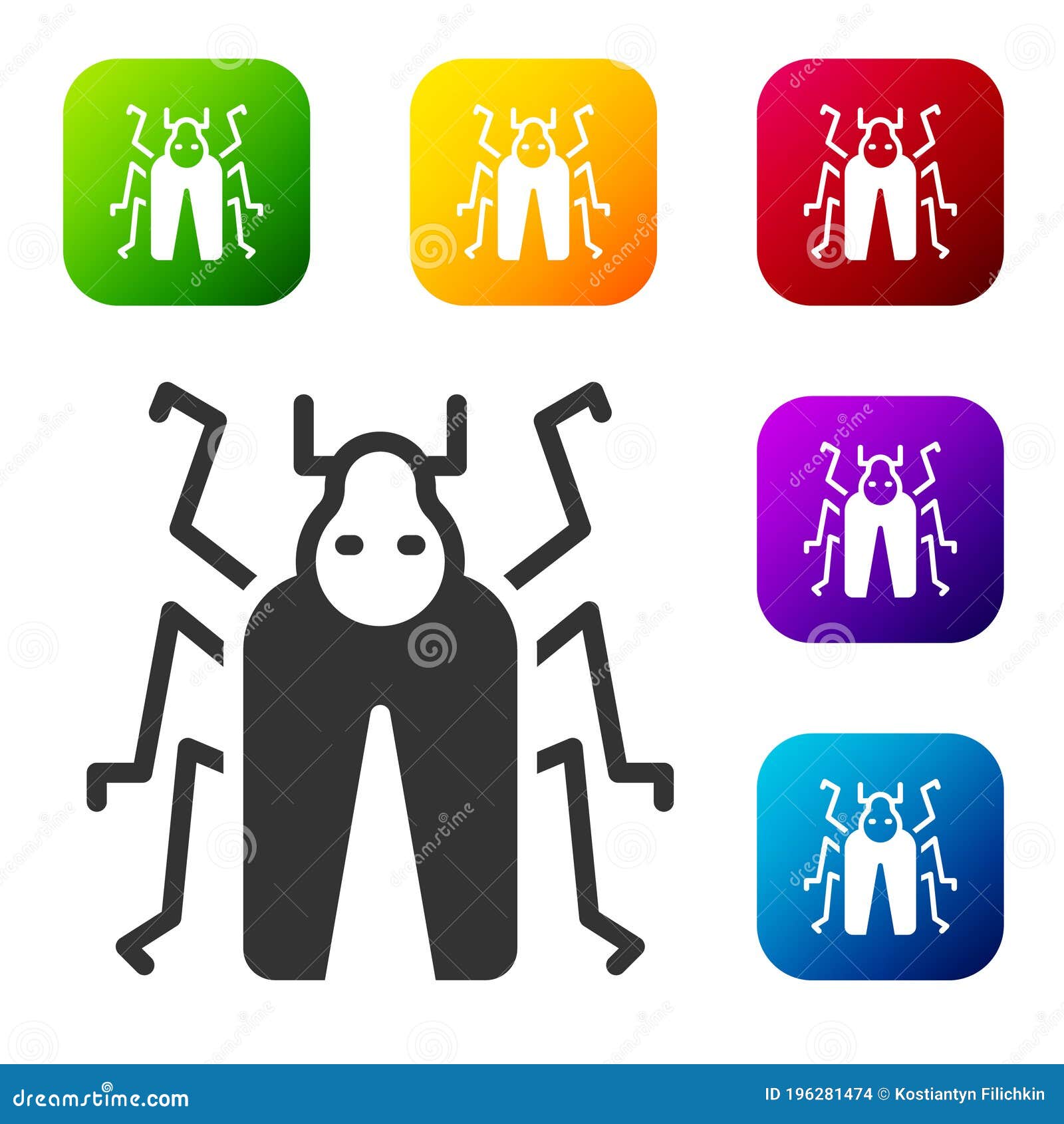 Black Beetle Bug Icon Isolated on White Background. Set Icons in Color ...