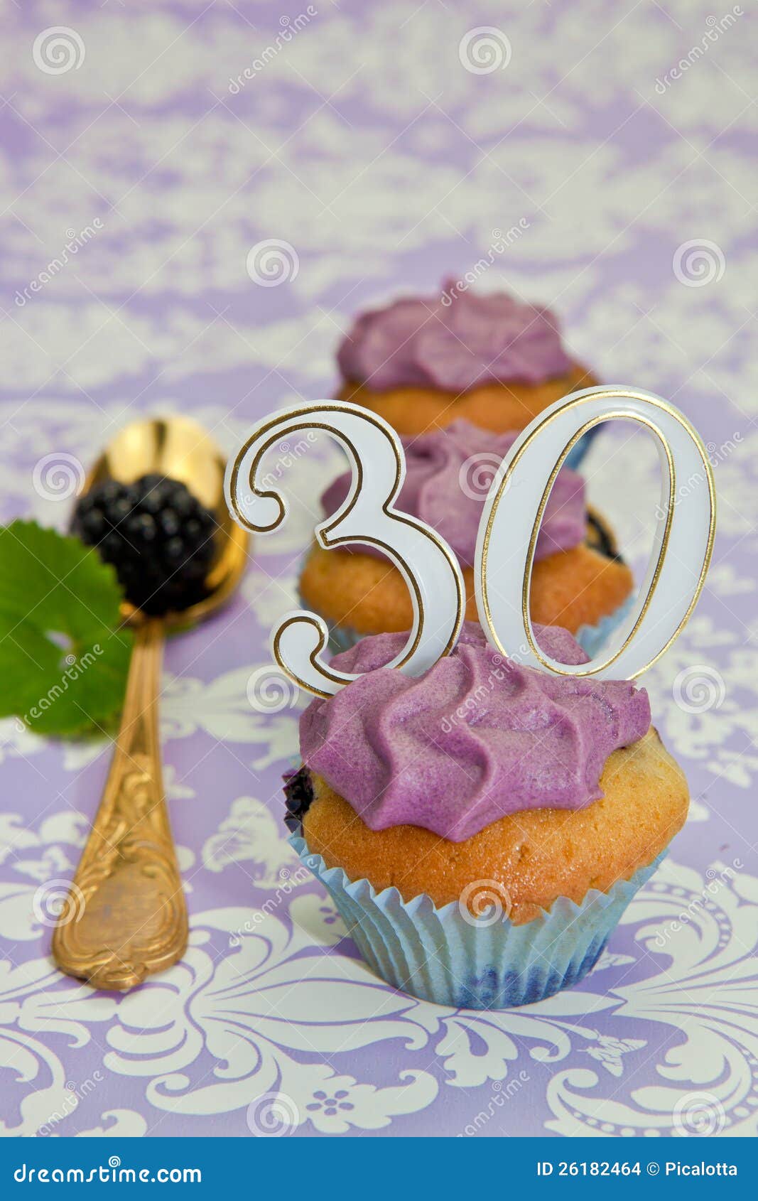 Black Berry Cupcakes for a 30th Anniversary Stock Photo - Image of ...